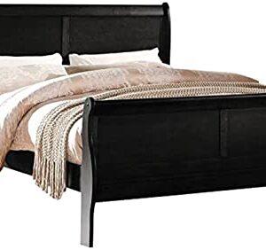 Aokarry Bed Frame Wood Slats, Queen Bed in Black for Bedroom, Mattress Foundation, Box Spring Required