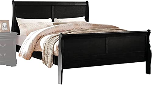 Aokarry Bed Frame Wood Slats, Queen Bed in Black for Bedroom, Mattress Foundation, Box Spring Required