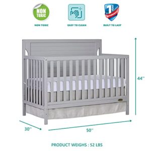 Dream On Me Cape Cod 5-in-1 Convertible Crib in Pebble Grey, Greenguard Gold Certified , 50x30x44 Inch (Pack of 1)