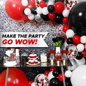 115pcs Red Black and White Balloon Arch Kit for Red and Black Birthday Party Decorations – Red and Black Balloons for White Black and Red Balloon Garland Kit – Graduation Black and Red Balloons