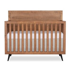 Evolur Stilnovo Mid Century 4-in-1 Convertible Crib in Sugarcane, Greenguard Gold Certified, 3 Mattress Height Settings, Modern Nursery, Wooden Furniture