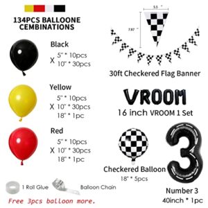 DEAPEICK 134pcs Balloons Race Car Birthday Party Supplies Decorations for Boys - Racing car Theme Party Supplies Happy Birthday Racecar Number Balloons Garland Kit Vroom Birthday Party Decorations