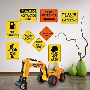 WERNNSAI Construction Zone Party Decorations - 12 PCS Size 8” Traffic Sign Cutouts for Boys Kids Birthday Party Construction Theme Party Supplies