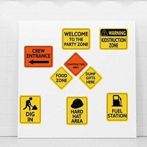 WERNNSAI Construction Zone Party Decorations - 12 PCS Size 8” Traffic Sign Cutouts for Boys Kids Birthday Party Construction Theme Party Supplies