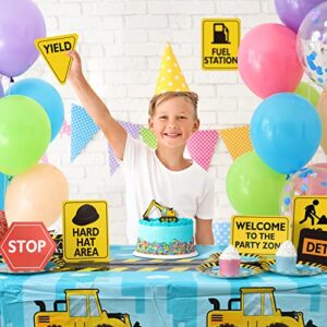 WERNNSAI Construction Zone Party Decorations - 12 PCS Size 8” Traffic Sign Cutouts for Boys Kids Birthday Party Construction Theme Party Supplies