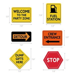 WERNNSAI Construction Zone Party Decorations - 12 PCS Size 8” Traffic Sign Cutouts for Boys Kids Birthday Party Construction Theme Party Supplies