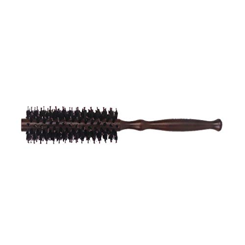 LFDecor Boar Bristle Round Styling Hair Brush，Wooden handle curling comb for Women and Men - Blow Dryer & Curling Roll Hairbrush Brown