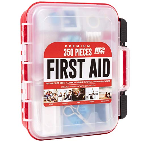 Professional 350 Piece Emergency First Aid Kit | Business & Home Medical Supplies | Hard Case, Dual Layer, Wall Mountable | Office, Car, School, Camping, Hunting, Sports