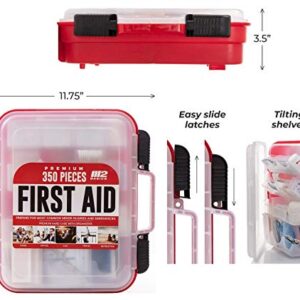 Professional 350 Piece Emergency First Aid Kit | Business & Home Medical Supplies | Hard Case, Dual Layer, Wall Mountable | Office, Car, School, Camping, Hunting, Sports