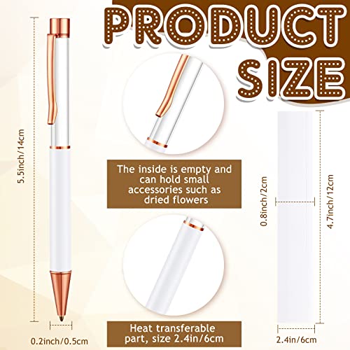 5 Pcs Sublimation Pens Stylus Pen Blank Heat Transfer Pen Sublimation Ballpoint Pen with 10 Pcs Shrink Wrap for Christmas DIY Office School Stationery Supplies (Rose Gold, Empty Tube)