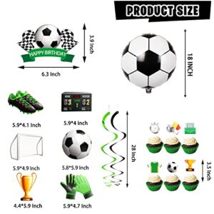 Soccer Birthday Party Decorations, 178 Pcs Soccer Ball Theme Party Supplies for Boys Baby - Banner, Cake, and Cupcake Toppers, Balloons. Hanging Swirl, Backdrop, Soccer Stickers