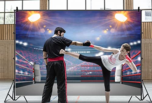 CSFOTO 6x4ft Boxing Arena Backdrop Boxing Match Stadium Wrestling Backdrop WWE Backdround Boxing Ring Decor Backdrop Adults Birthday Photo Background