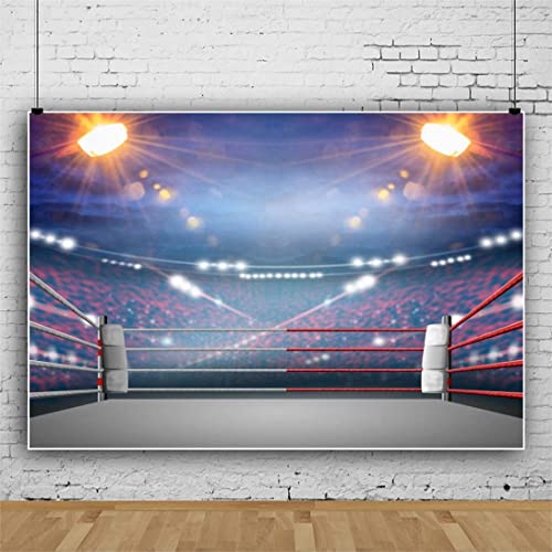 CSFOTO 6x4ft Boxing Arena Backdrop Boxing Match Stadium Wrestling Backdrop WWE Backdround Boxing Ring Decor Backdrop Adults Birthday Photo Background