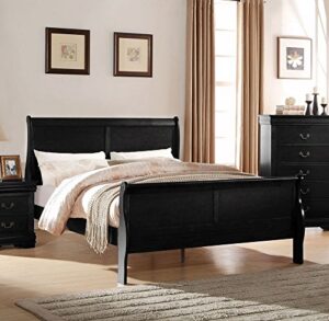 acme louis philippe queen bed - 23730q - black