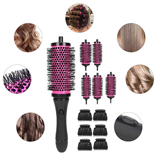 6PCS Round Hair Brush Set, Detachable Comb Barrels Blow Drying Barrel Hairbrush Curling Tool Set Round Thermal Brush Curling Brush Hairclips for Blowouts and Hairstyling