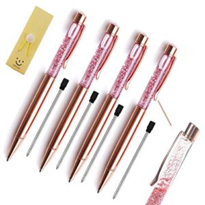 ballpoint pens,rose gold metal pen refills bling glitter sand glass advertisement pen black ink for office supplies