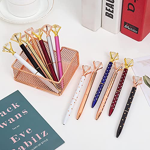 MSTOKIN Bling Crystal Diamond Pen metal ballpoint pens for Office School with Reffills students gift, pack of 3 4 5 8 12 (3 rose gold)