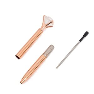 MSTOKIN Bling Crystal Diamond Pen metal ballpoint pens for Office School with Reffills students gift, pack of 3 4 5 8 12 (3 rose gold)