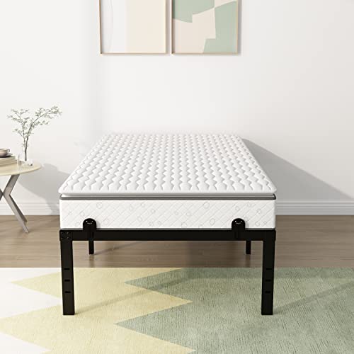 DiaOutro 18 Inch Twin XL Bed Frame Heavy Duty No Box Spring Needed Metal Platform with Non Slip Mattress Gaskets…