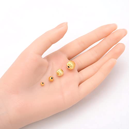 100pcs Beautiful Adabele Tarnish Resistant Melon Spacers 8mm Round Metal Beads Gold Plated Brass for Jewelry Craft Making BF116-8