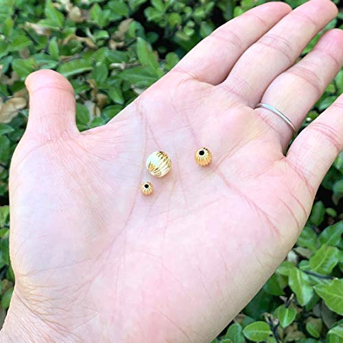 100pcs Beautiful Adabele Tarnish Resistant Melon Spacers 8mm Round Metal Beads Gold Plated Brass for Jewelry Craft Making BF116-8