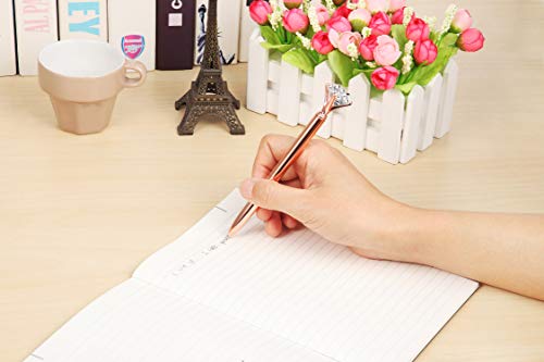 MengRan Pen + 5 Refills Rose Gold Pen with Big Diamond/Crystal -Metal Ballpoint Pen Rose Gold Office Supplies -Black Ink (rose gold)