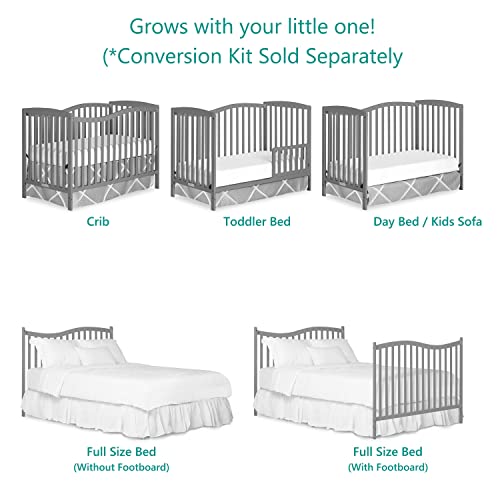 Dream On Me Chelsea 5-in-1 Convertible Crib, Steel Grey