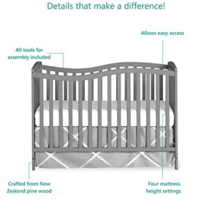 Dream On Me Chelsea 5-in-1 Convertible Crib, Steel Grey