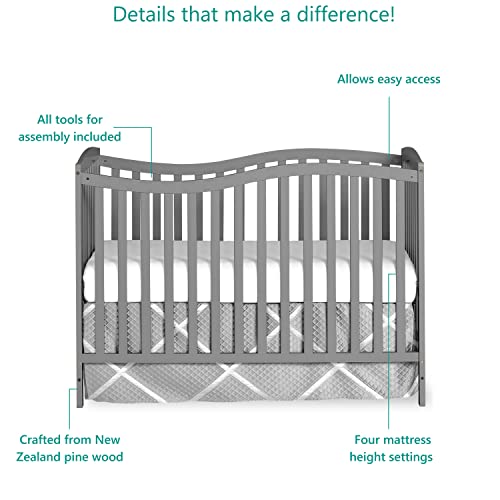 Dream On Me Chelsea 5-in-1 Convertible Crib, Steel Grey