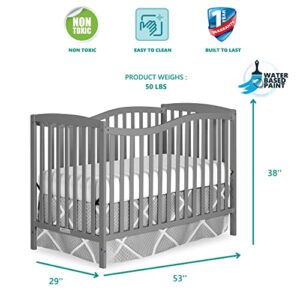 Dream On Me Chelsea 5-in-1 Convertible Crib, Steel Grey