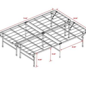 Coaster Home Furnishings Hetfield 16 Inch Foldable Metal Platform Bed Frame Mattress Foundation – Under-Bed Storage, Tools-Free Assembly, Box Spring Replacement – Full