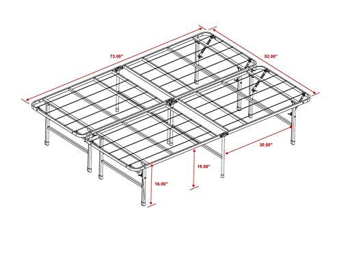 Coaster Home Furnishings Hetfield 16 Inch Foldable Metal Platform Bed Frame Mattress Foundation – Under-Bed Storage, Tools-Free Assembly, Box Spring Replacement – Full