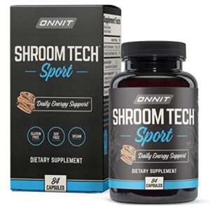 onnit shroom tech sport (84ct) | all natural pre-workout supplement with ashwagandha, cordyceps mushroom, and rhodiola rosea