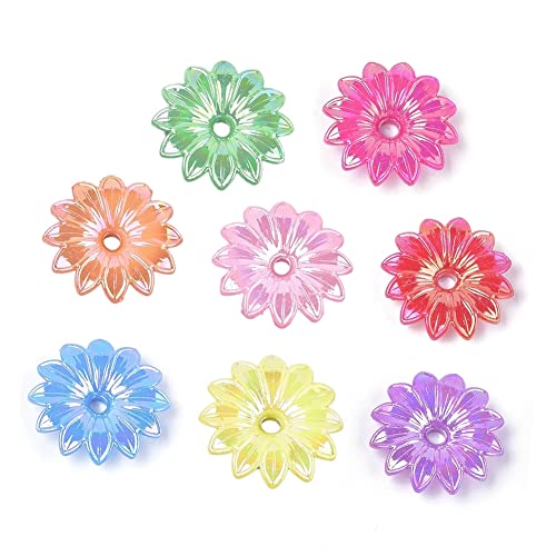 Spritewelry 350pcs Flower Bead Caps Colorful Plastic Petal Bead End Caps Spacer Loose Beads for DIY Earrings Necklace Jewelry Making Supplies Hair Wedding Embellishments