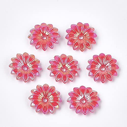 Spritewelry 350pcs Flower Bead Caps Colorful Plastic Petal Bead End Caps Spacer Loose Beads for DIY Earrings Necklace Jewelry Making Supplies Hair Wedding Embellishments