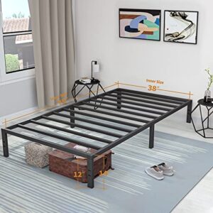 Platform Bed Frame Twin, Cesaron 14 Inch Metal Bed Frame with Steel Slats - 3500LBS Support, No Noise, No Box Spring Needed (Twin)