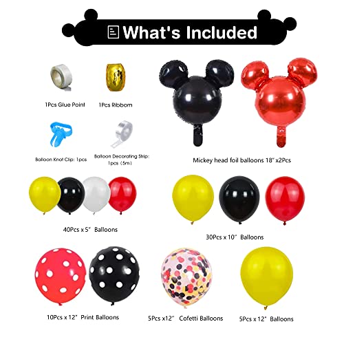 GREPARPY Mickey 2nd Birthday Party Supplies - Mickey Theme Oh Twodles Birthday Decorations Boy Include Backdrop, Balloon Garland Arch, Balloon Box, Welcome Hanger, Banner, Crown, Topper, Tablecloth