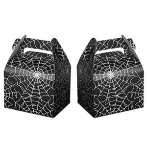 24pcs halloween favor boxes paper black spider web gift bags halloween treat boxes for halloween kids birthday decorations spider birthday party supplies