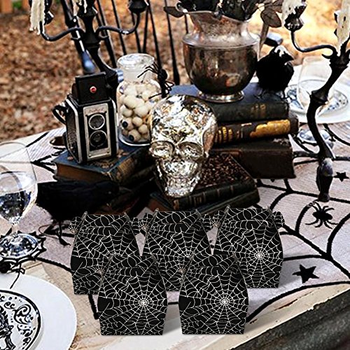 24pcs Halloween Favor Boxes Paper Black Spider Web Gift Bags Halloween Treat Boxes for Halloween Kids Birthday Decorations Spider Birthday Party Supplies