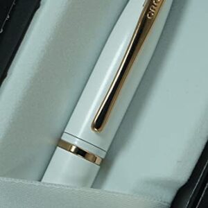 A.T. Cross Pearlescent Lightening White Medalist and 23KT Rose Gold Appointments and Cross signature mid Band Calaise Ballpoint Pen and two Bonus refills A Gift Pen for Anyone and Any Occasion