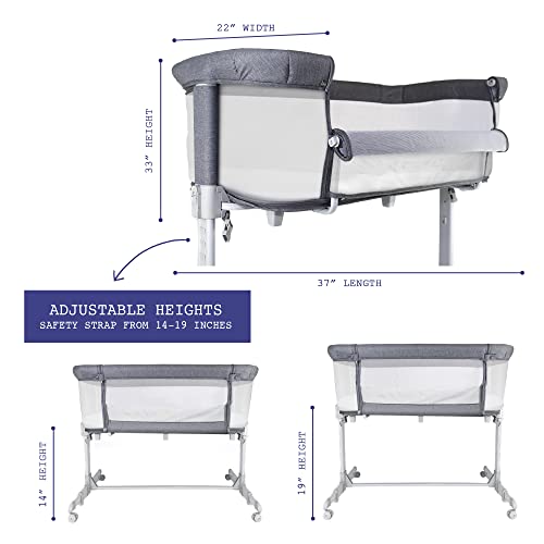 OPTIMISK 4in1 Bedside Bassinet Sleeper for Baby Girl or boy, Portable Bassinet, Baby Crib, Playpen, 4 Bassinet Mattress Sheets, All Mesh, and usable up to 12 Months