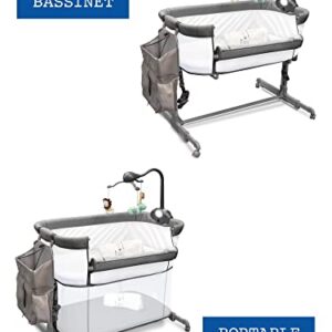 OPTIMISK 4in1 Bedside Bassinet Sleeper for Baby Girl or boy, Portable Bassinet, Baby Crib, Playpen, 4 Bassinet Mattress Sheets, All Mesh, and usable up to 12 Months