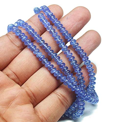 LKBEADS 2 Strands Natural Tanzanite Faceted Rondelle Micro Gemstone Craft Loose Spacer Beads 16 Inch Long 4mm 5.5mm Code-HIGH-310