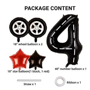 Race Car Balloons Wheel Tire Balloons 4th Birthday Party Decorations for Boys Foil Mylar Racing Car Theme Party Supplies Monstor Truck Transportation Party Favors Anniversary Decor