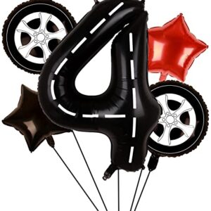 Race Car Balloons Wheel Tire Balloons 4th Birthday Party Decorations for Boys Foil Mylar Racing Car Theme Party Supplies Monstor Truck Transportation Party Favors Anniversary Decor