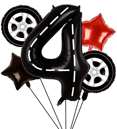 Race Car Balloons Wheel Tire Balloons 4th Birthday Party Decorations for Boys Foil Mylar Racing Car Theme Party Supplies Monstor Truck Transportation Party Favors Anniversary Decor