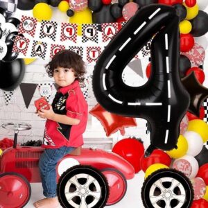 Race Car Balloons Wheel Tire Balloons 4th Birthday Party Decorations for Boys Foil Mylar Racing Car Theme Party Supplies Monstor Truck Transportation Party Favors Anniversary Decor