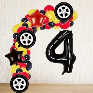 Race Car Balloons Wheel Tire Balloons 4th Birthday Party Decorations for Boys Foil Mylar Racing Car Theme Party Supplies Monstor Truck Transportation Party Favors Anniversary Decor