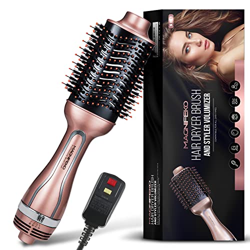 Magnifeko Round Hair Dryer Brush - Hot Air Blow Dryer Brush for Women for Hair Drying, Styling and Volumizing-(Rose Gold)