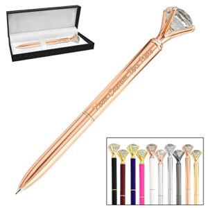 fwsyoumai 1 pcs diamond pen with crystal,personalized pens bulk with name free engraving,custom diamond ballpoint pens,rose gold ink stylus,gift for girls,women,wedding,birthdays-rose gold